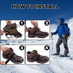 WIN.MAX Crampons for Shoes, Traction Cleats Ice Snow Grips with 19 Stainless Steel Spikes, Shoe Talons Anti - Slip Boots Spikes for Walking, Jogging, Climbing and Hiking (Black, L)