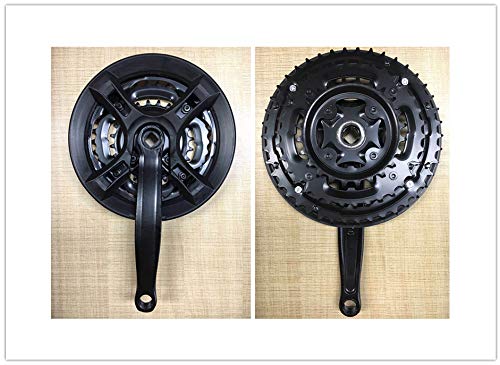 Lucky Josie MTB 170mm Crankset 42/34/24T Mountain Bike Chainset 170mm Crank Arm with Bicycle Bashguard Chainset for 21 24 27 Speed Bike