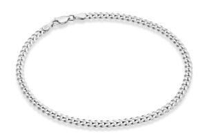 miabella solid 925 sterling silver italian 3.5mm diamond cut cuban link curb chain anklet for women, made in italy (sterling silver, length 10 inches)