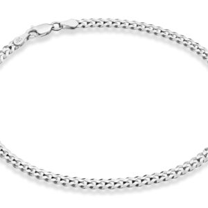 Miabella Solid 925 Sterling Silver Italian 3.5mm Diamond Cut Cuban Link Curb Chain Anklet for Women, Made in Italy (sterling silver, Length 10 Inches)