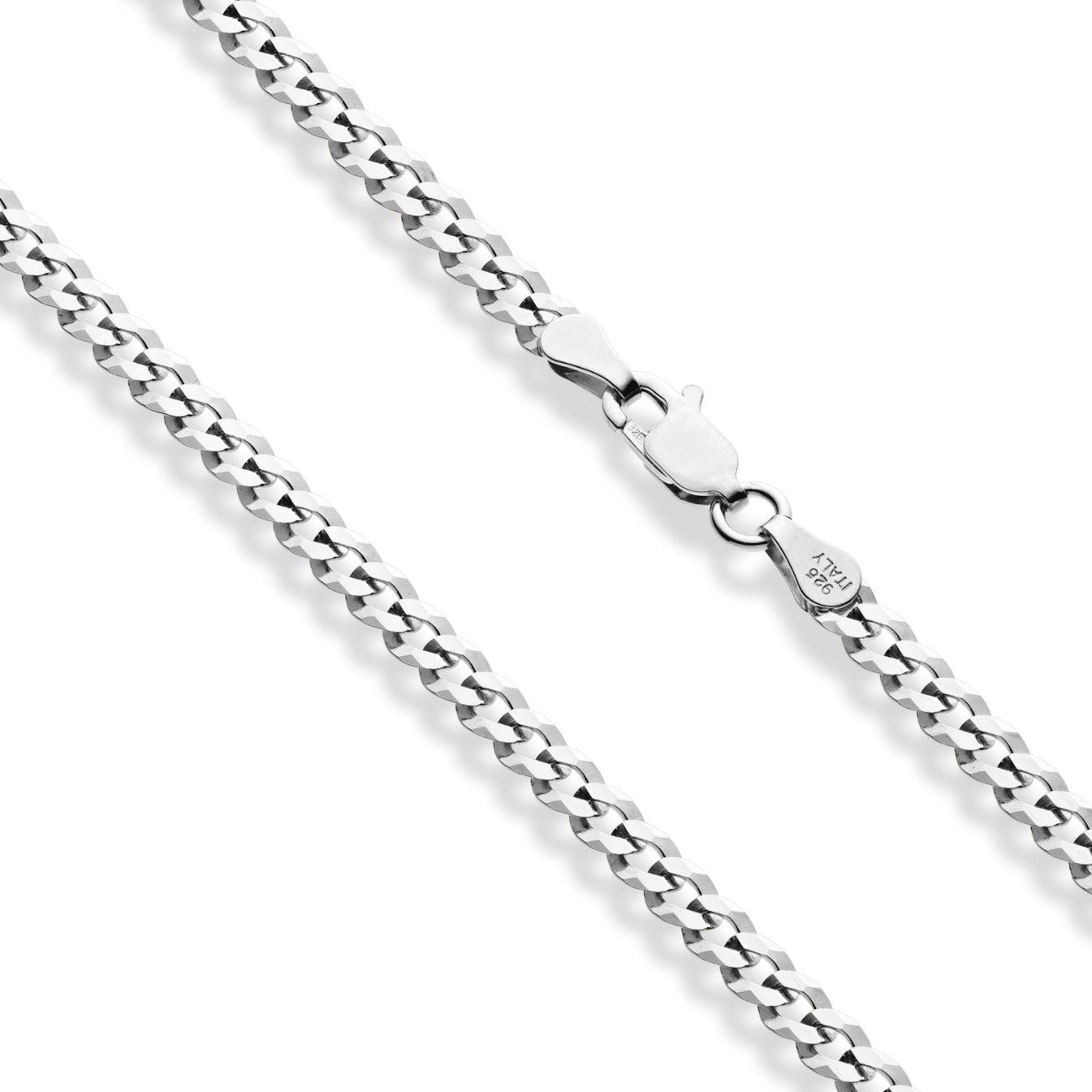 Miabella Solid 925 Sterling Silver Italian 3.5mm Diamond Cut Cuban Link Curb Chain Anklet for Women, Made in Italy (sterling silver, Length 10 Inches)