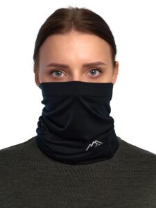 merino.tech merino wool ski neck gaiter - face mask neck warmer for men & women (black)