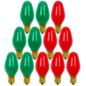 12 pack c7 red light bulb green light bulb ceramic incandescent 7 watt e12 base c7 night light colored bulb candelabra based red bulb green bulb christmas bulb