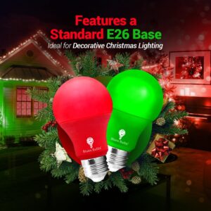 4 Pack LED Red and Green Light Bulbs - 120V E26 Base 9 Watt (60-watt Replacement) - Red and Green Bulbs for Party Decoration, Porch, Home Lighting, Christmas