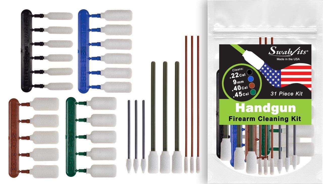 Swab-its® Made in The USA .22cal/.357cal/.40cal/.45cal Handgun Firearm Cleaning Kit: 87-9902