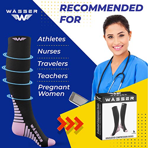 Compression Socks for Nurses Men & Women - Fitness Travel Pregnancy Circulation