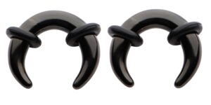 zaya body jewelry pair black steel 00g 0g 2g 4g 6g 8g 10g 12g ear plugs tunnels tapers pinchers horseshoes gauges septum (10g 2.4mm)