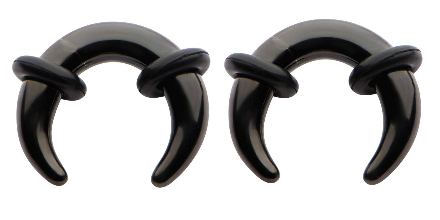 Zaya Body Jewelry Pair Black Steel 00g 0g 2g 4g 6g 8g 10g 12g Ear Plugs Tunnels Tapers Pinchers Horseshoes Gauges Septum (10g 2.4mm)