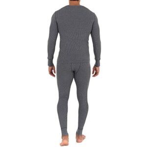 Fruit of the Loom mens Recycled Waffle Thermal Underwear (Top and Bottom) Pajama Set, Greystone Heather, Large US