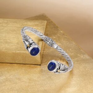 Ross-Simons Lapis Bali-Style Dragonfly Cuff Bracelet in Sterling Silver and 18kt Yellow Gold. 8 inches