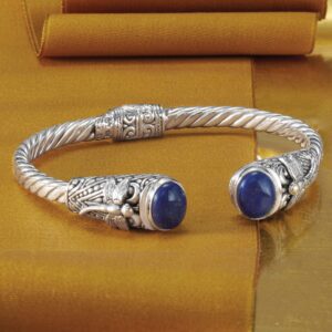 Ross-Simons Lapis Bali-Style Dragonfly Cuff Bracelet in Sterling Silver and 18kt Yellow Gold. 8 inches