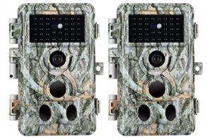 2-pack trail camera 32mp 1296p h.264 mp4 video no glow 90ft night vision 0.1s trigger speed motion activated waterproof ip66 game cam for wildlife hunting or home surveillance