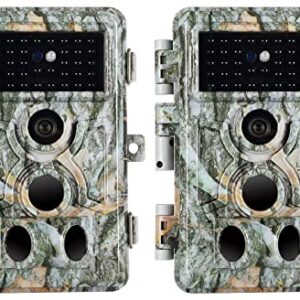 2-Pack Trail Camera 32MP 1296P H.264 MP4 Video No Glow 90ft Night Vision 0.1S Trigger Speed Motion Activated Waterproof IP66 Game Cam for Wildlife Hunting or Home Surveillance