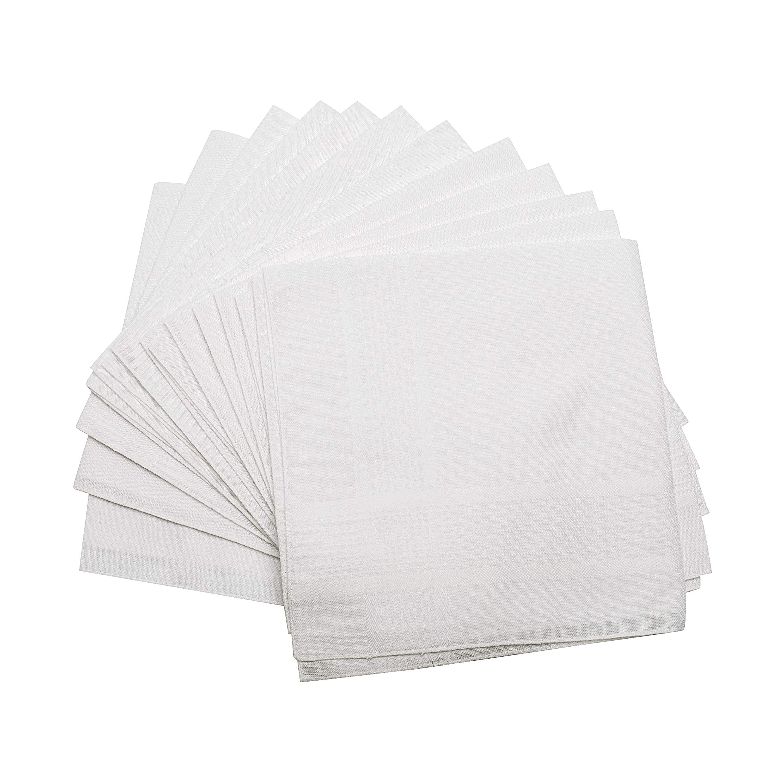 Causa Forcia Cotton Handkerchiefs for Men Thick Soft Turkish White Cotton, 12 Pack