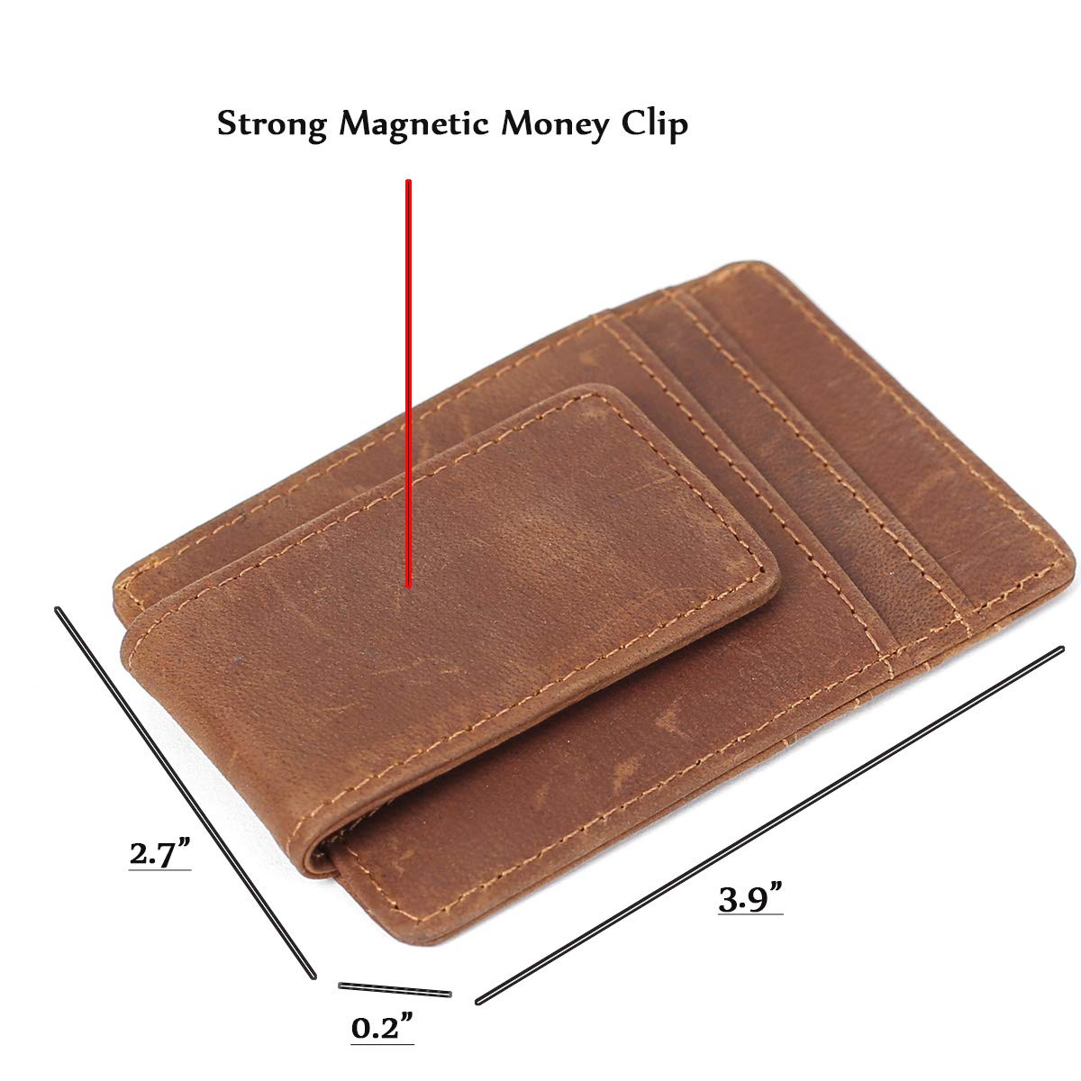 Eurynome Money Clip For Men, Personalized mens Front Pocket Wallet With Money Clip, Genuine Leather Wallets, Gift For Men (Brown 01)