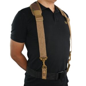 MELOTOUGH Police Duty Belt Suspenders Tactical Suspenders Law Enforcement Belt Harness with Belt Loop 4 pc, Khaki Color