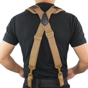 MELOTOUGH Police Duty Belt Suspenders Tactical Suspenders Law Enforcement Belt Harness with Belt Loop 4 pc, Khaki Color