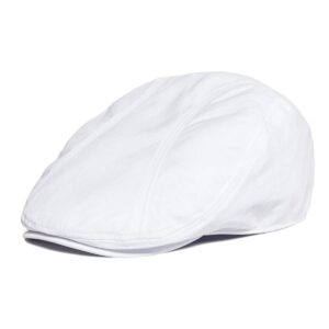 botvela men cotton twill newsboy flat ivy driving hat fitted cap (white, 7 5/8)