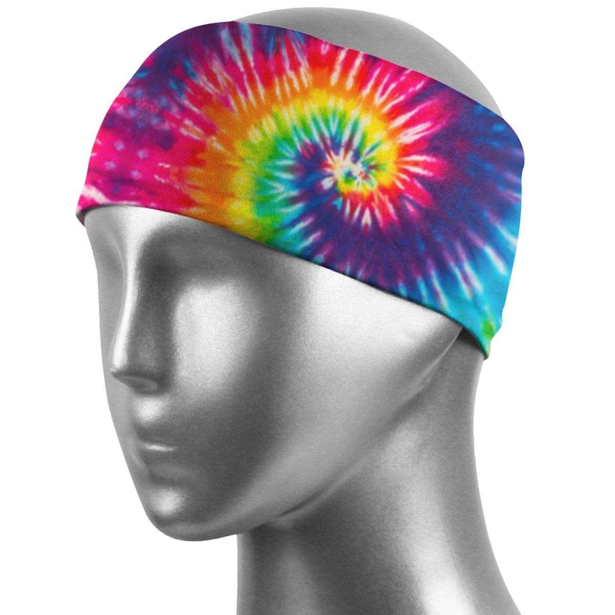 BLUBLU Tie Dye Colorful Rainbow Unisex Mens Womens Headband Sports Sweat Head Bands, Athletic Sweatbands Hair Band for Running, Workout, Gym, Cycling, Tennis, Yoga