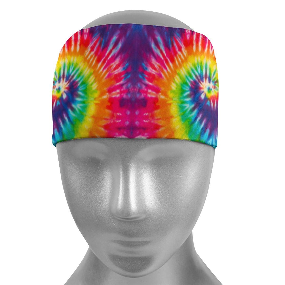 BLUBLU Tie Dye Colorful Rainbow Unisex Mens Womens Headband Sports Sweat Head Bands, Athletic Sweatbands Hair Band for Running, Workout, Gym, Cycling, Tennis, Yoga