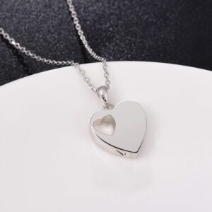 BEILIN 925 Sterling Silver Urn Necklace for Ashes for Women Keepsake Memorial Heart Cremation Jewelry for Ashes(Circle CZ heart)