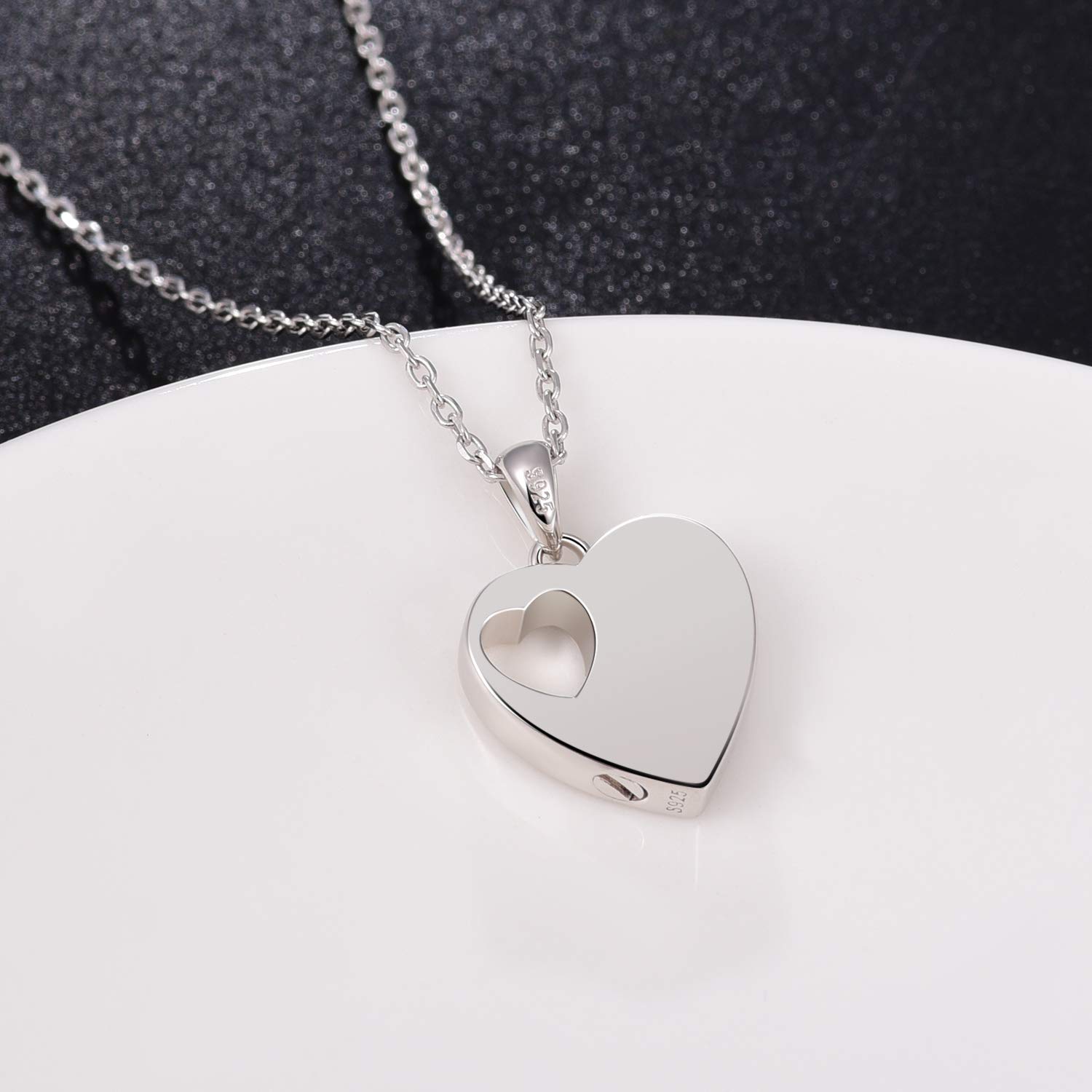 BEILIN 925 Sterling Silver Urn Necklace for Ashes for Women Keepsake Memorial Heart Cremation Jewelry for Ashes(Circle CZ heart)