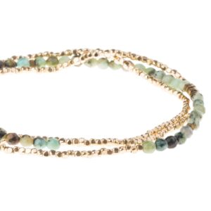 scout curated wears - women's delicate stone wrap bracelet & necklace - african turquoise/gold