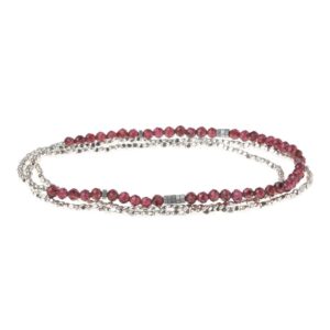 scout curated wears - women's delicate stone wrap bracelet & necklace - garnet/silver - stone of health