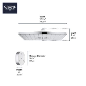 GROHE 26645000 Rainshower SmartConnect Showerhead with 2 Spray and Remote Control, Base Unit, Starlight Chrome