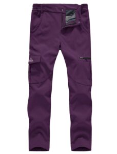 gopune women's waterproof windproof fleece lined warm hiking ski snow insulated pants (purple,s)