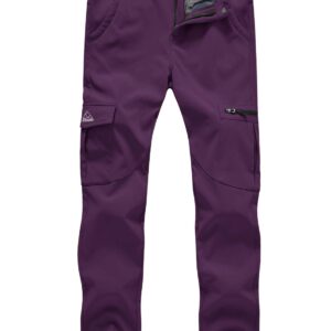 Gopune Women's Waterproof Windproof Fleece Lined Warm Hiking Ski Snow Insulated Pants (Purple,S)