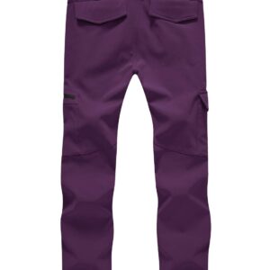 Gopune Women's Waterproof Windproof Fleece Lined Warm Hiking Ski Snow Insulated Pants (Purple,S)