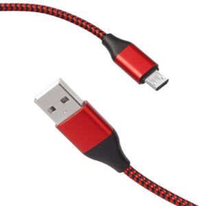 tpltech charging cable ps4 controller,［2pack-15ft］micro usb 2.0 nylon braided fast charger cord, high speed data sync & charge cable for playstation 4, xbox one s/x controller, android phone, red