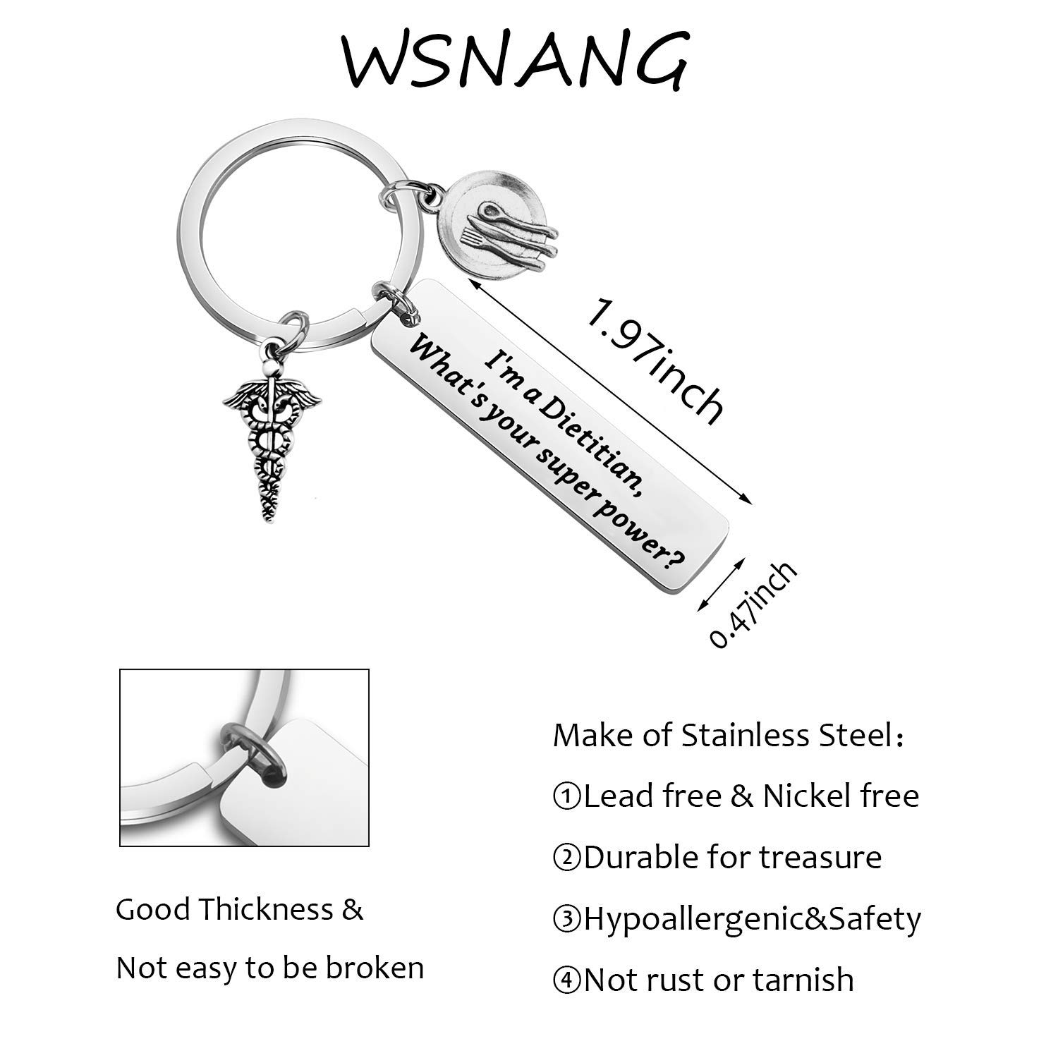 WSNANG Dietitian Gift Nutritionist Gift I'm a Dietitian What's Your Super Power Keychain RD Registered Dietitian Gifts Dietitian Graduation Gift (Dietitian KC)