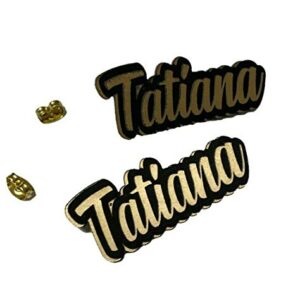 Personalized Custom Black and Gold Posts Studs Earrings Name Plate Laser Cut Design Stunning - Quality, Attractive Fashion Earrings, Made To Order, Any Name or Word - 1 INCH Size, Post Earrings Design