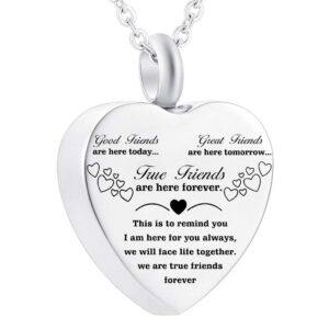 haoqin jewelry stainless steel necklace, best friends urn pendant memorial ash keepsake heart, unisex