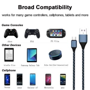 TPLTECH PS4 Controller Charging Cable, ［2PACK-15Ft］Micro USB 2.0 Nylon Braided Fast Charger Cord, High Speed Data Sync & Charge Cable for PlayStation 4, Xbox One S/X Controller, Android Phone, Blue