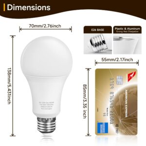 UNILAMP A21 Bright Light Bulbs, 150-200W Equivalent LED Bulbs, Daylight White 5000K, 2500 Lumens, E26 Medium Base Bulb, Non-dimmable, 23W LED Light Bulbs for Bedroom Living Room Home Office, 12-Pack