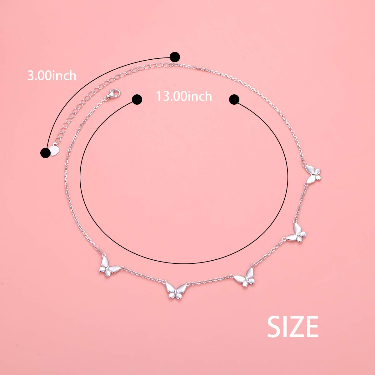 DAOCHONG 925 Sterling Silver Dainty Butterfly Choker Necklace for Women Jewelry Birthday Christmas