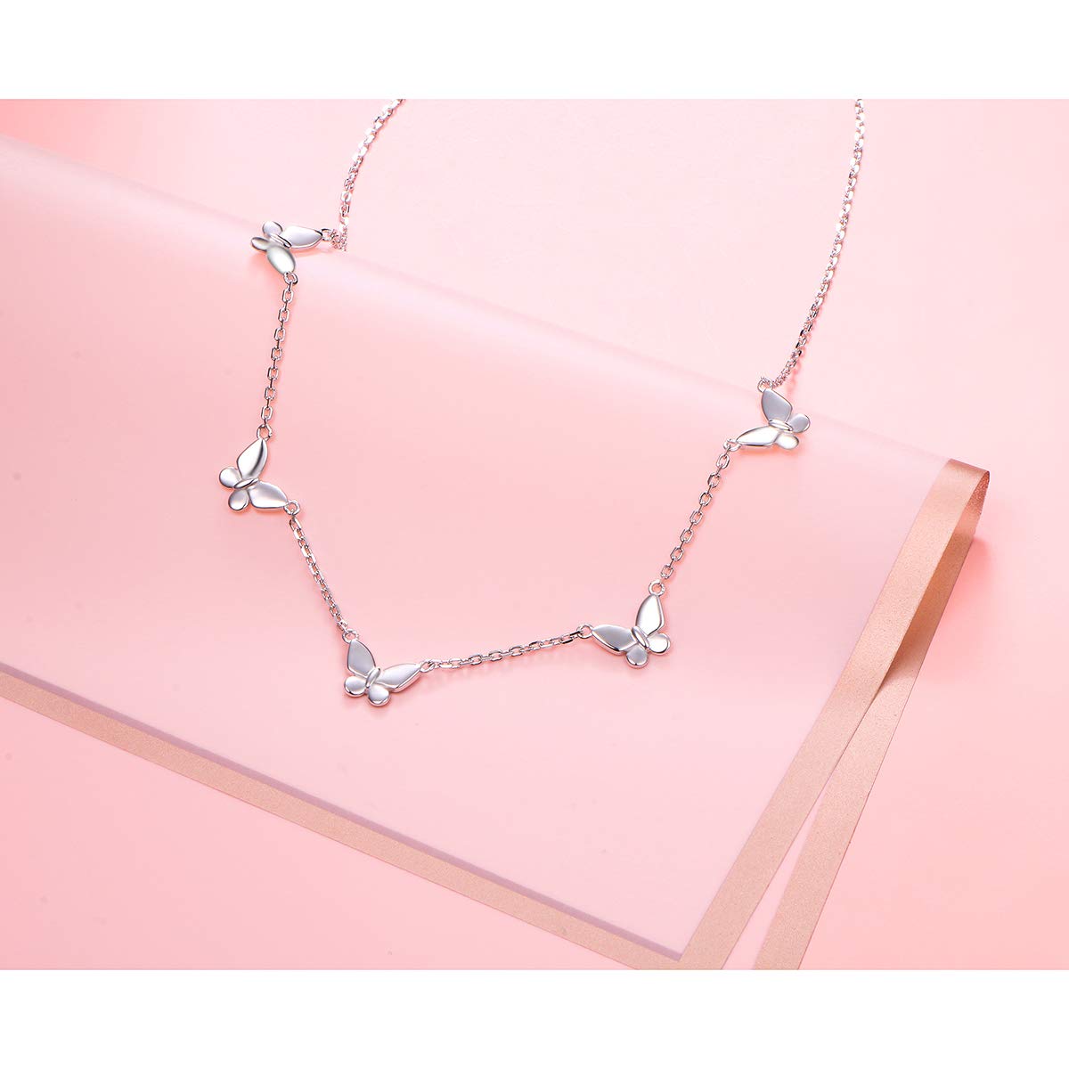 DAOCHONG 925 Sterling Silver Dainty Butterfly Choker Necklace for Women Jewelry Birthday Christmas