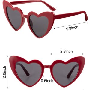 4 Pairs Heart Shaped Sunglasses Goggle Vintage Cat Eye Sunglasses Mod Style Retro Glasses with 4 Pieces Glasses Cloth 4 Pieces Flannel Bag for Party Supplies