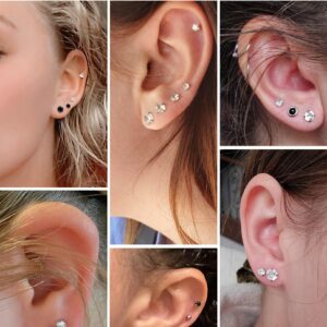 12 Pairs Silver Earrings Surgical Steel Earrings Hypoallergenic Zinc Earrings Set Women's Earrings Men's Earrings Cubic Zirconia Studs Earrings 3mm-8mm