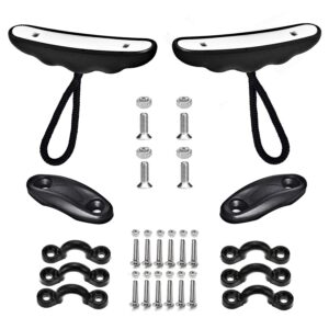 kayak handles carry kit heavy duty strong pull toggle replacement t-handle + 6 pcs nylon deck loops eyelets tie down pad eye with screws for canoe, kayak carrying, sup and more