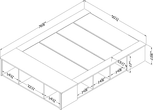 South Shore Flexible Platform Bed with Storage and Baskets, Full, Pure White