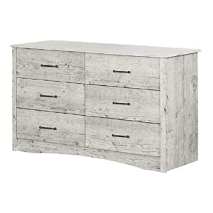 south shore helson 6-drawer double dresser, 19.5x53.5x31.25 inch (pack of 1), seaside pine