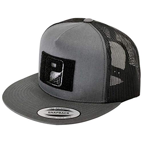 Pull Patch Flat Bill Snapback Trucker Hat | Charcoal & Black Tactical Cap | 2x3 in Loop Surface to Attach Morale Patches