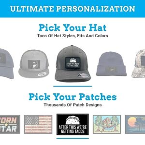 Pull Patch Flat Bill Snapback Trucker Hat | Charcoal & Black Tactical Cap | 2x3 in Loop Surface to Attach Morale Patches