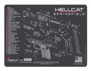 edog ladies hellcat ladies gun cleaning mat - pink trim schematic (exploded view) diagram compatible with springfield armory hellcat pink 3 mm pad protect firearm magazines bench surfaces gun oil