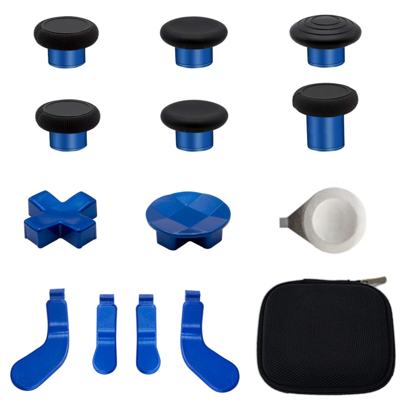 13 in 1 Thumbsticks for Elite Series 2 - D-Pads Kits + 4 Paddles Hair Trigger Buttons (Mini & Medium) Replacement for Xbox One Elite Series 2 Controller & Elite Series 2 Core (Plating Blue)