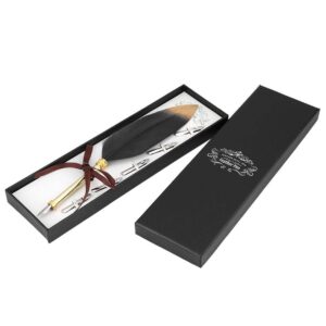 topincn retro quill pen set classical metal calligraphy pen kit gift box for student(black)